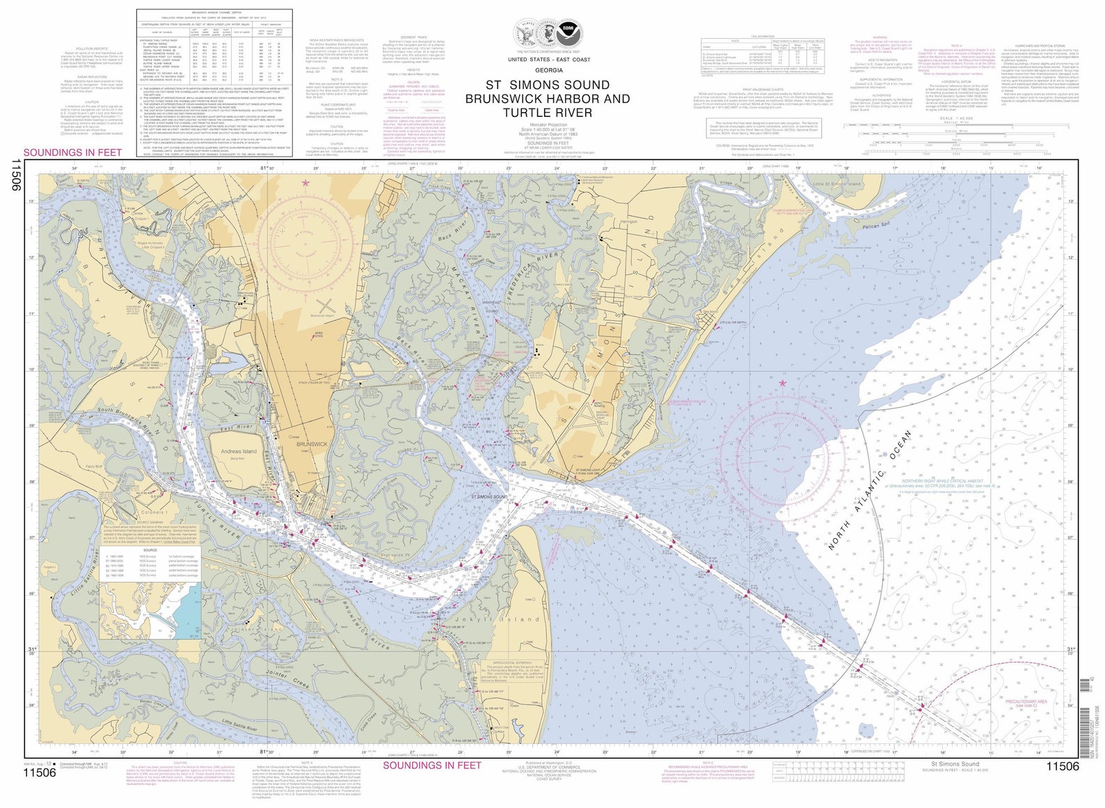 St. Simons Sound Map Brunswick Harbor and Turtle River 2012 Nautical ...
