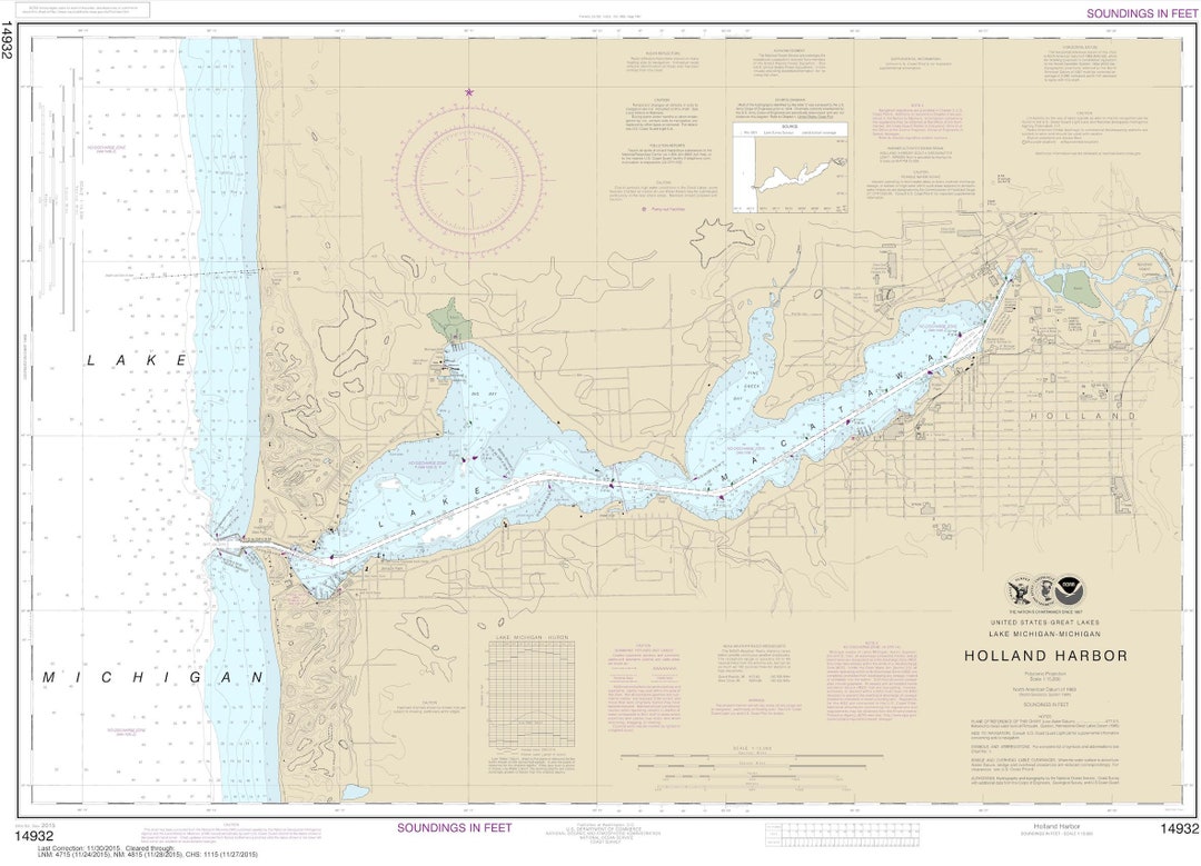 Lake Michigan Map - Holland Harbor & Lake Macatawa 2015 - Nautical ...