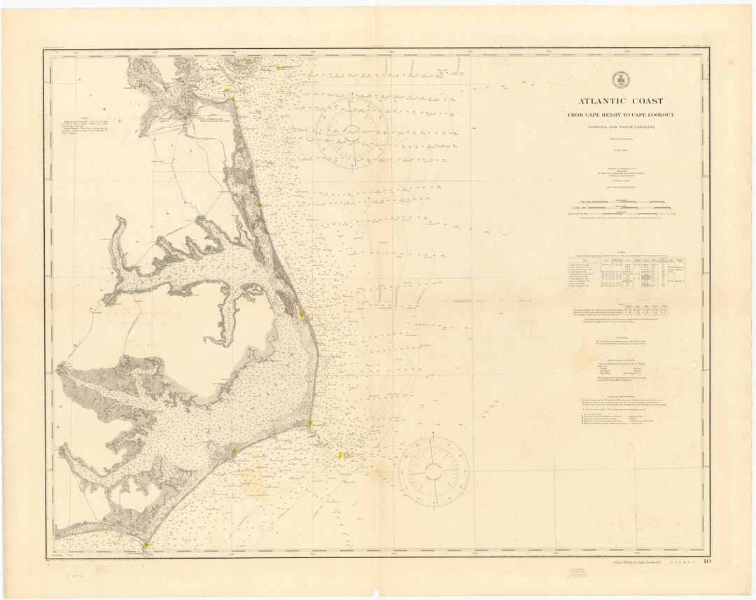 Cape Henry to Cape Lookout Map 1911 - Nautical Chart Print - Etsy