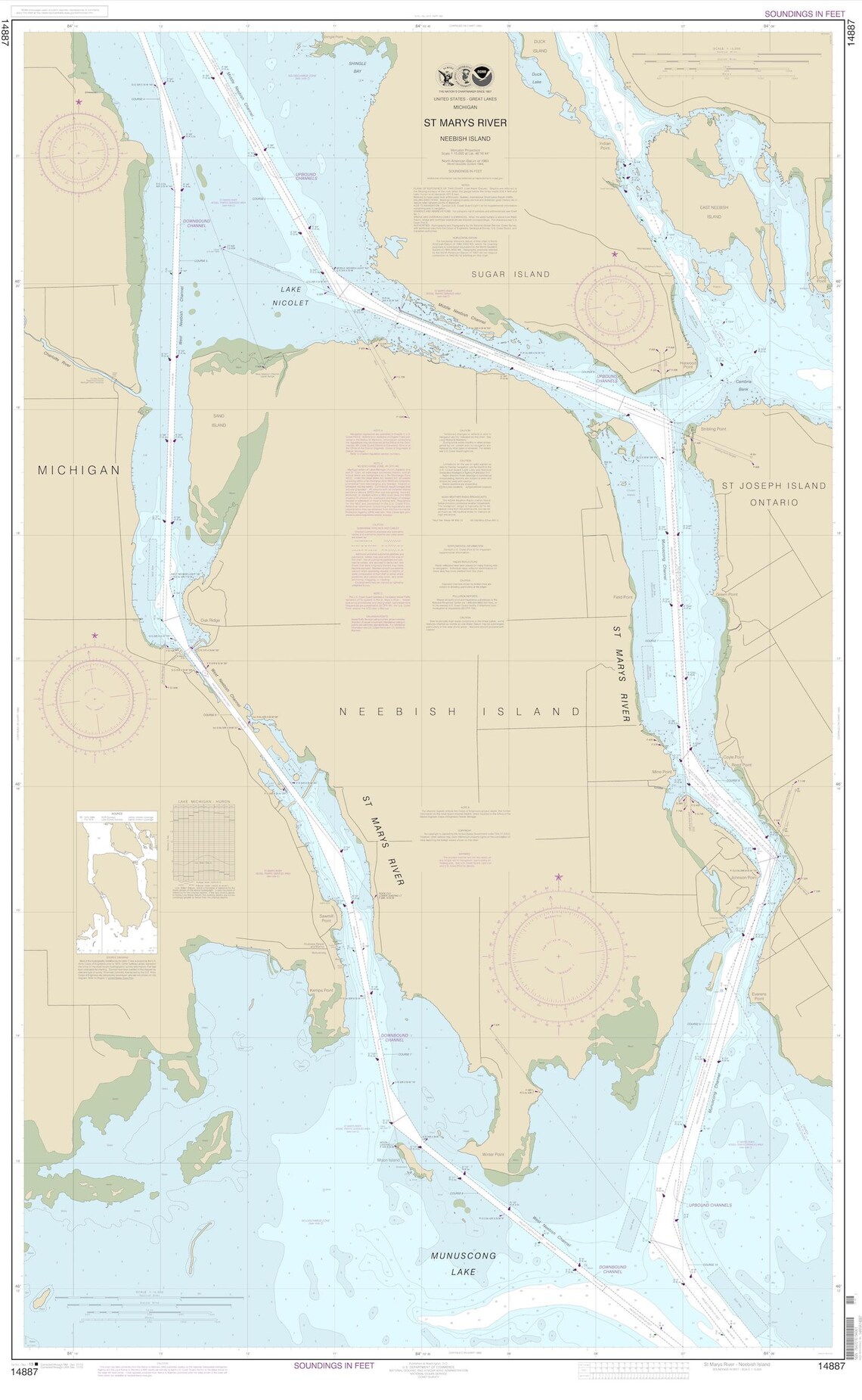 St. Marys River Neebish Island 2013 Nautical Chart Print - Etsy