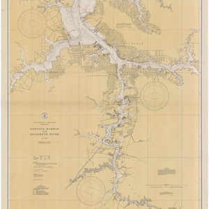 Norfolk Harbor Map & Elizabeth River - Virginia Historical Chart 1935 ...