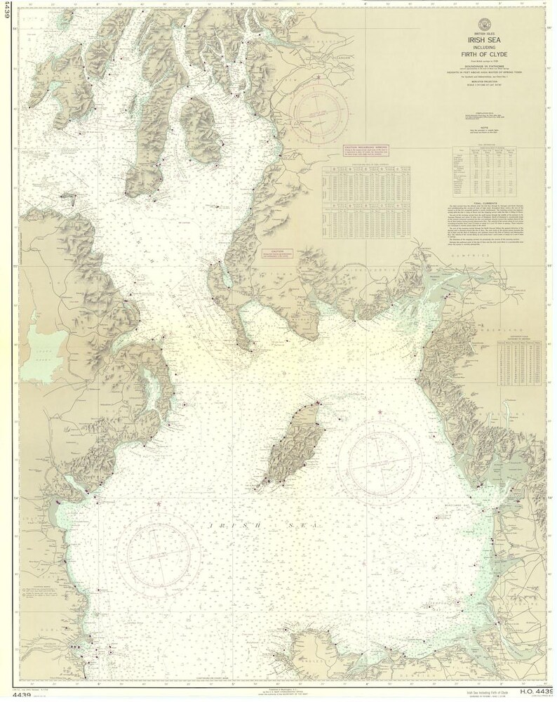 Irish Sea Map (including Firth of Clyde) - 1938 - Nautical Chart ...