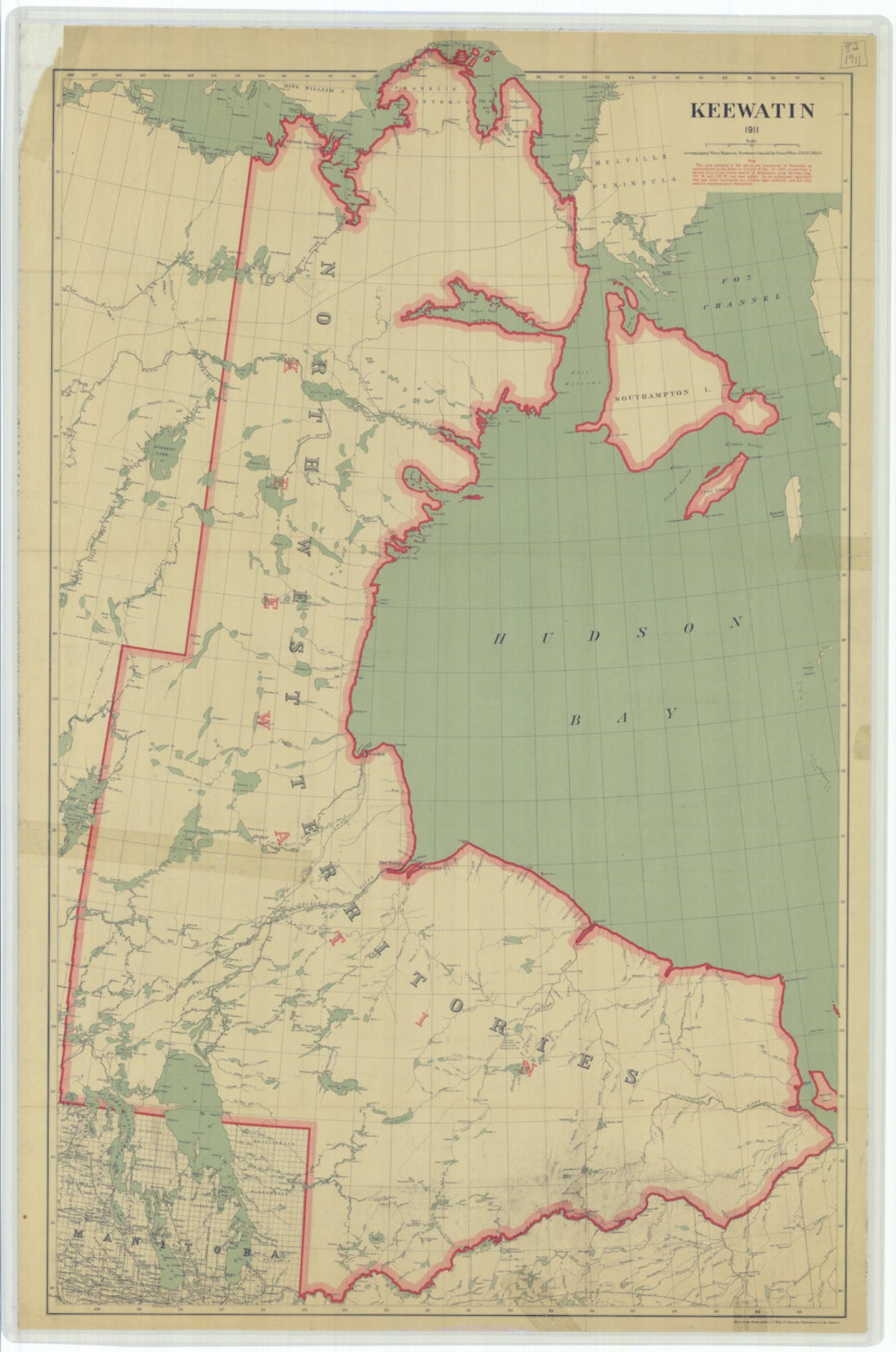 Keewatin Map & Hudson Bay 1911 - Etsy