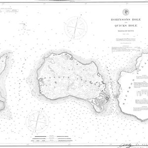 Pasque Island - Quick's Hole & Robinson's Hole Map 1897 - Nautical ...