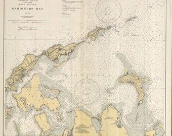 1949 Nautical Chart of Peconic Bay - Etsy
