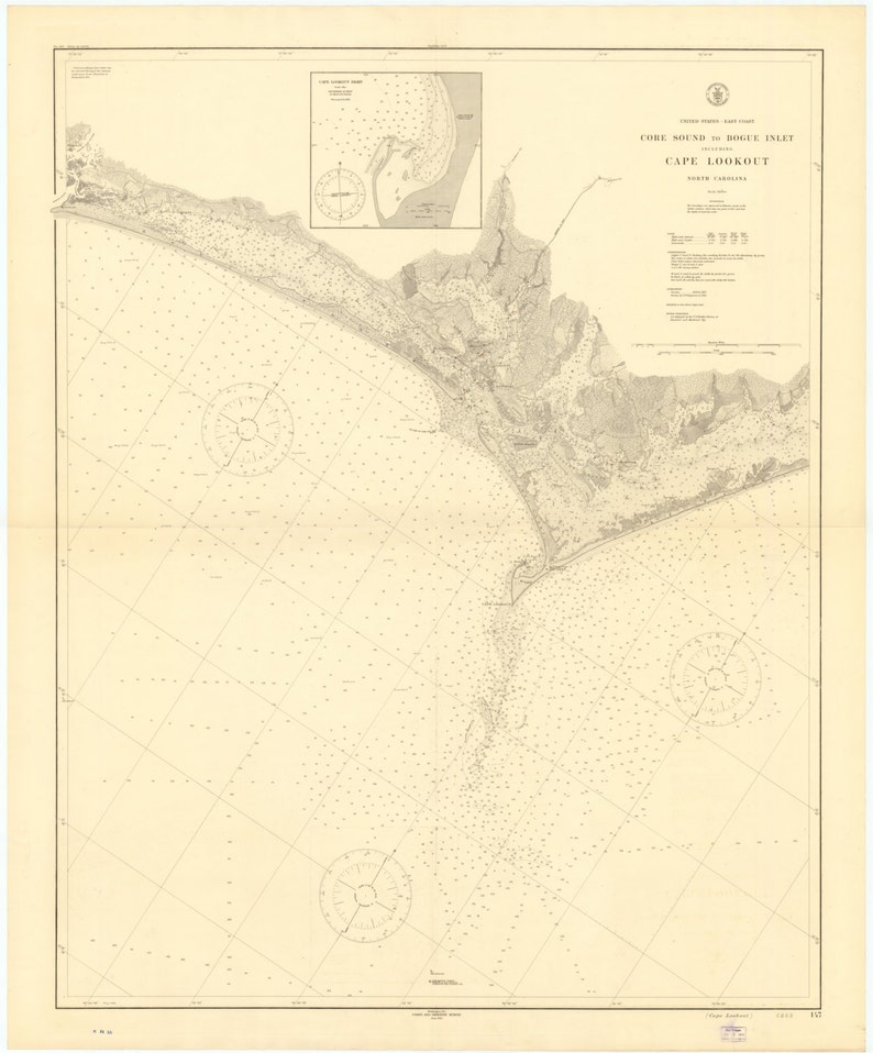 Cape Lookout - Core Sound to Bogue Inlet Map 1915 - Nautical Chart ...