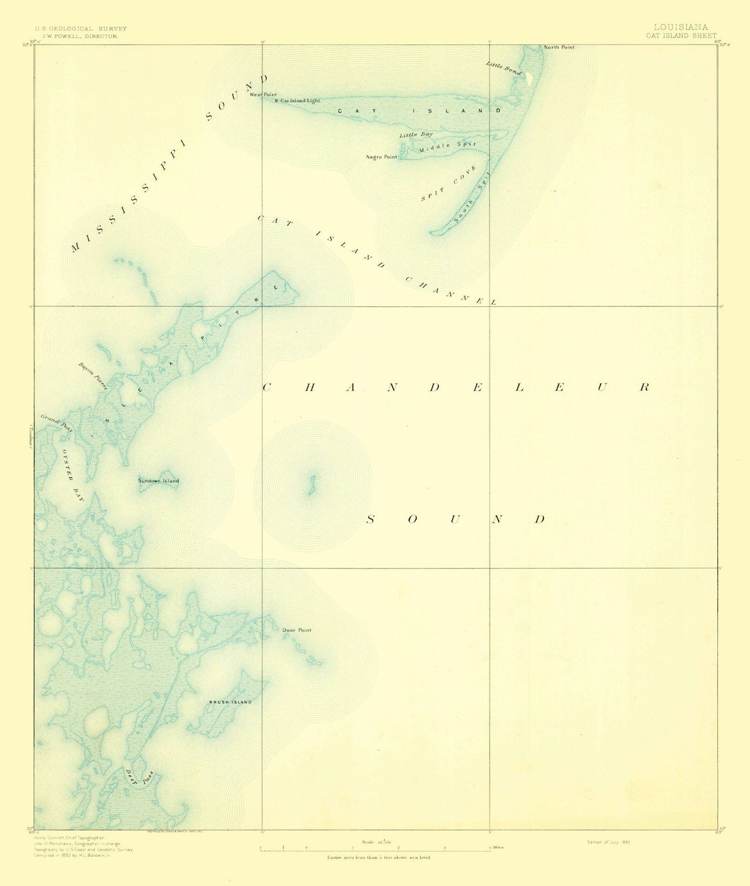 Cat Island Map 1893 - Nautical Chart Print - Etsy