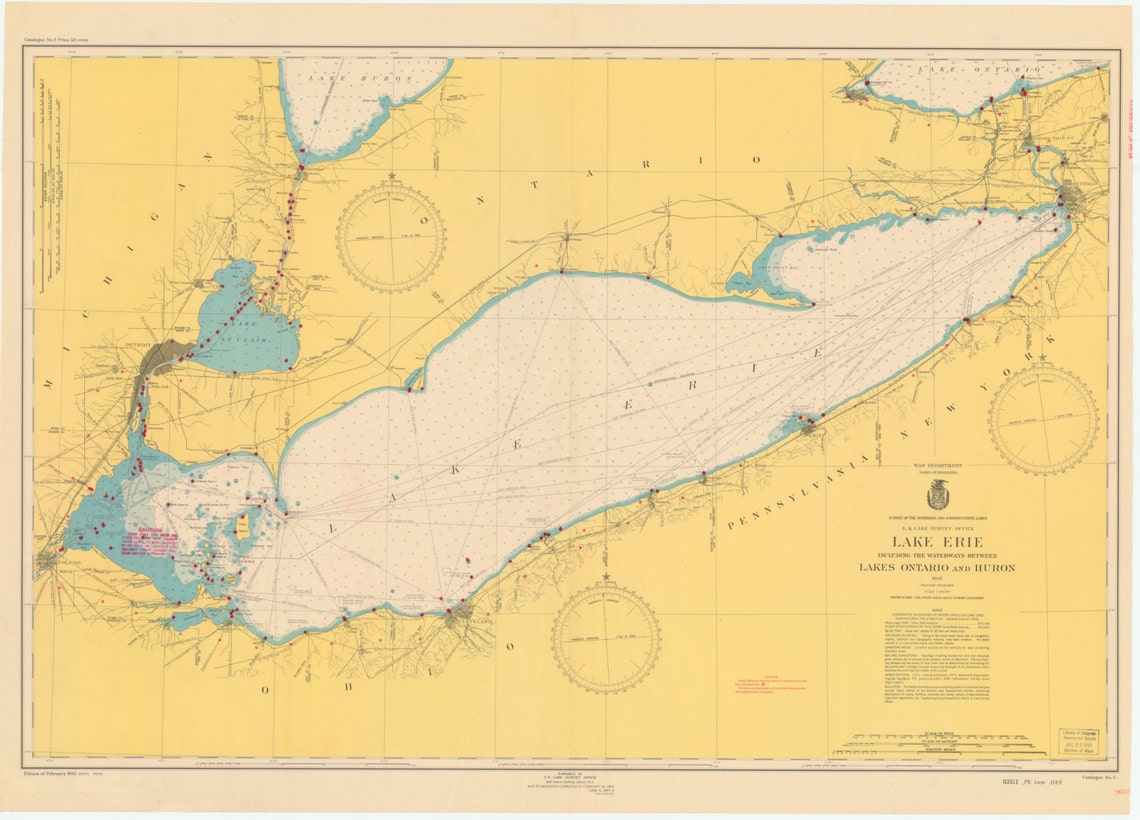 Lake Erie Map 1948 Nautical Chart Print - Etsy