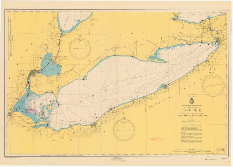 Lake Erie Map 1948 Nautical Chart Print - Etsy
