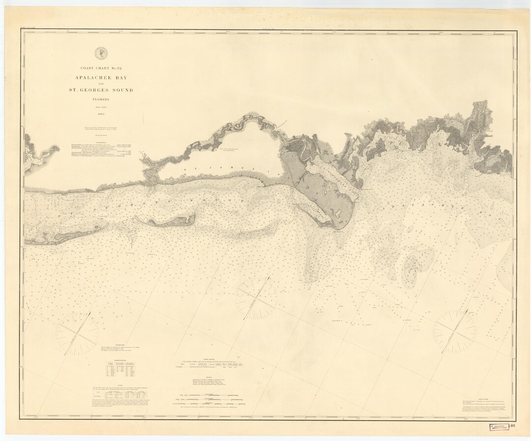 Apalachee Bay Map & St. Georges Sound Map 1883 - Nautical Chart Print ...