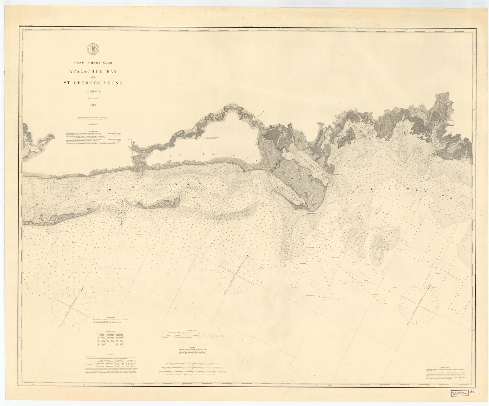 Apalachee Bay Map & St. Georges Sound Map 1883 Nautical - Etsy