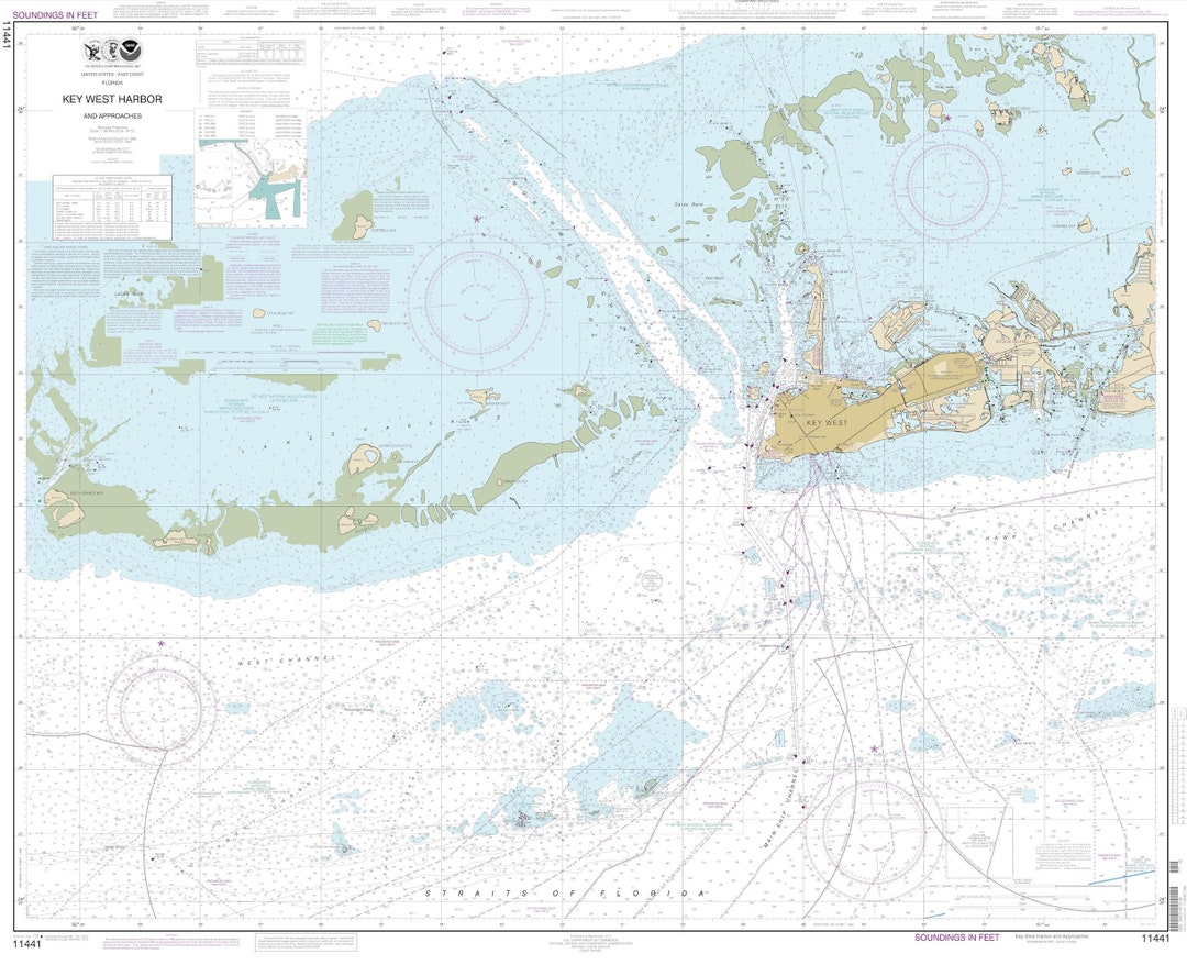 Key West Harbor and Approaches Map - 2013 - Nautical Chart Print - Etsy