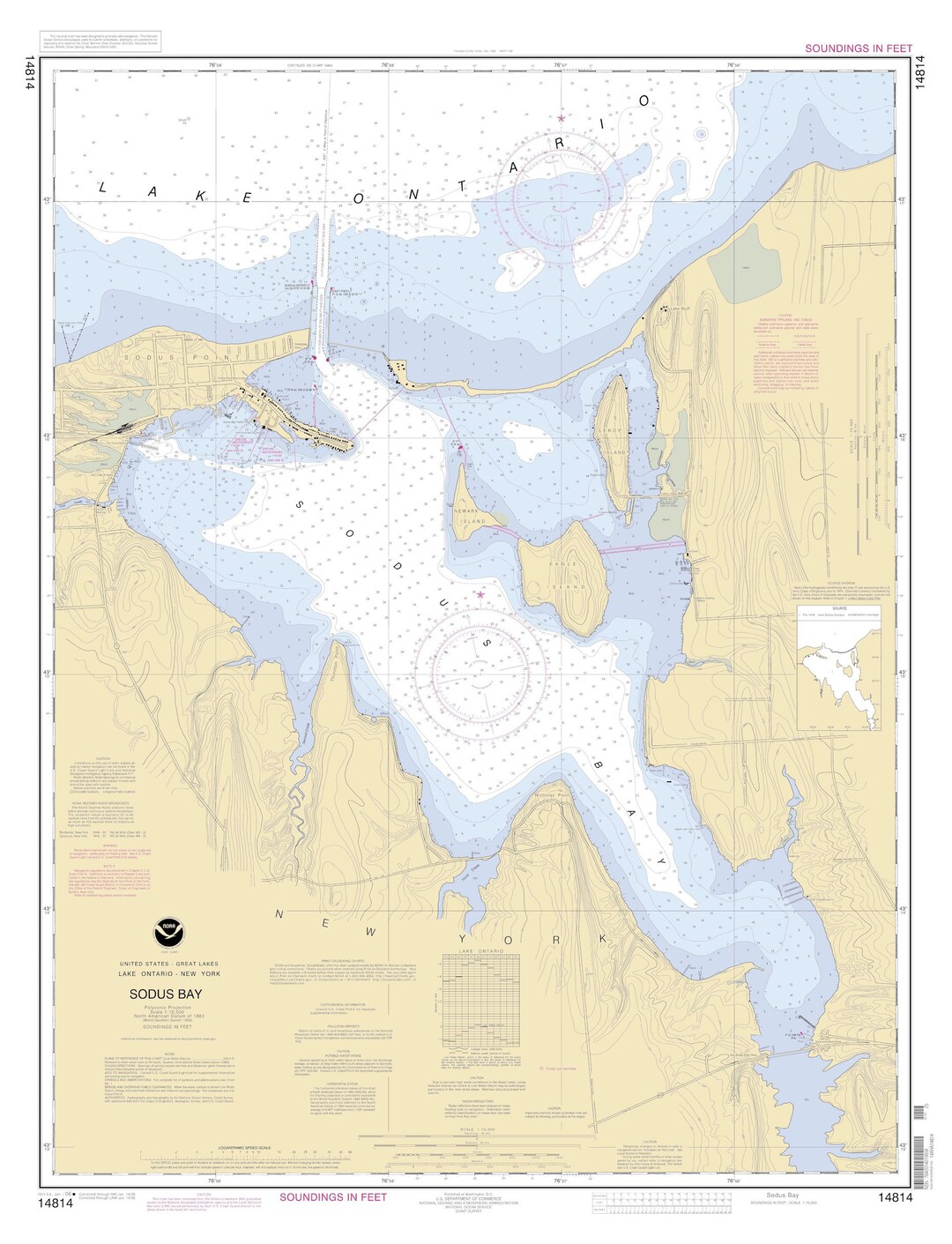 Sodus Bay Nautical Chart Print – Lake Ontario, New York - Etsy