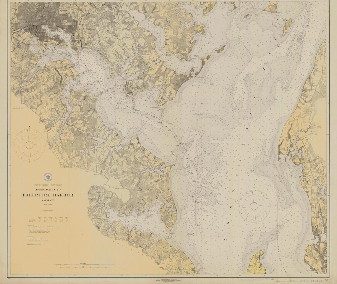 Baltimore Harbor Map - 1923 - Nautical Chart Print - Etsy