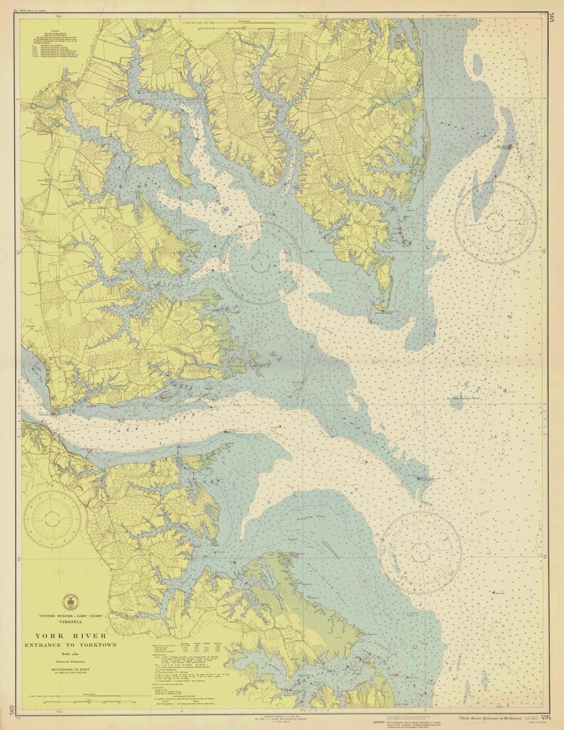 Mobjack Bay Map 1943 - Nautical Chart Print - Etsy