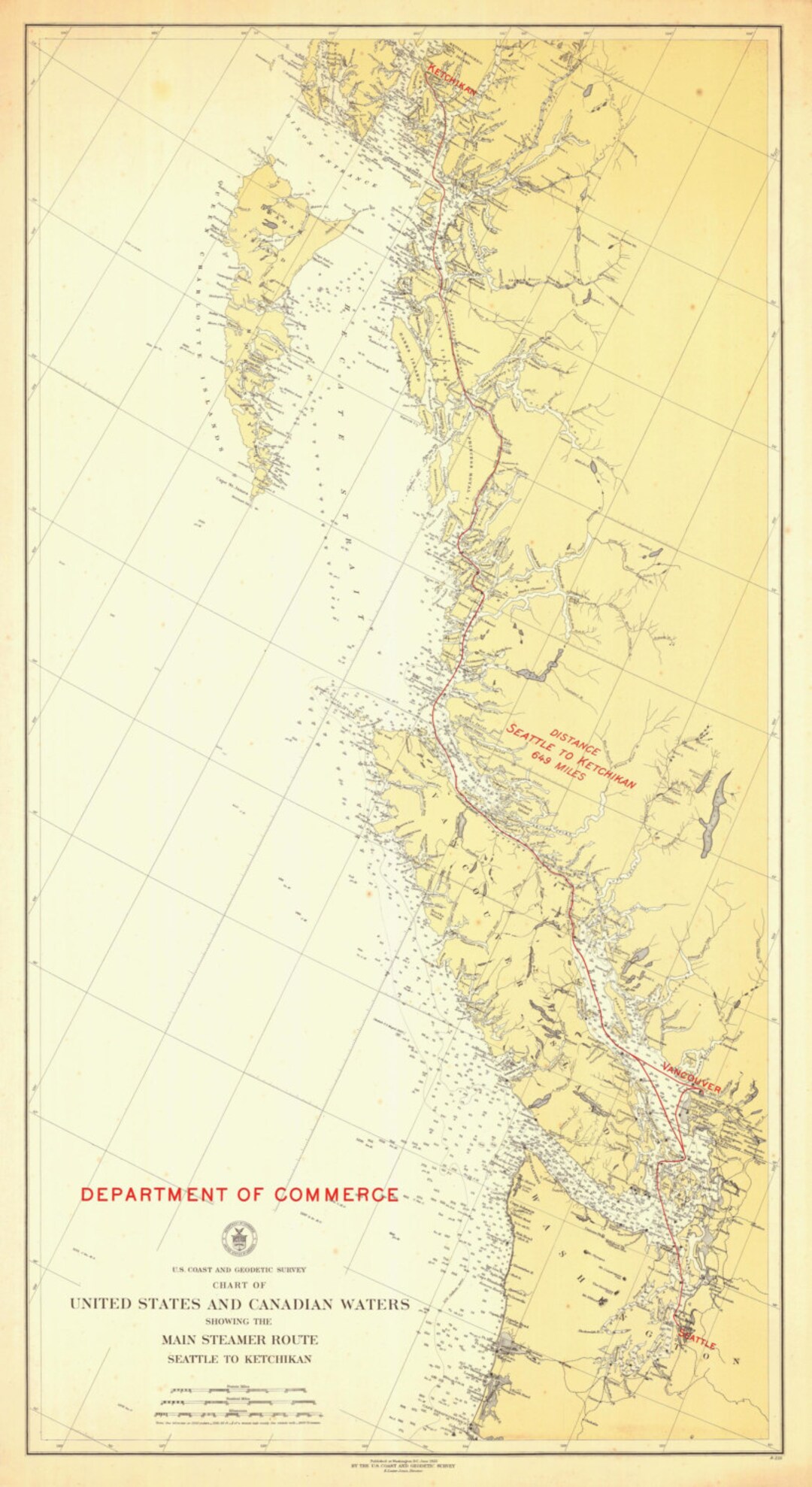 Steamer Route Us-canada Map - 1923 - Nautical Chart Print - Etsy