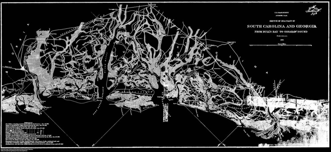 South Carolina and Georgia Map - Bull's Bay to Ossabaw Sound ...