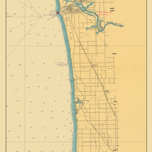 Lake Michigan Map - Grand Haven to Lake Macatawa 1947 - Nautical Chart ...