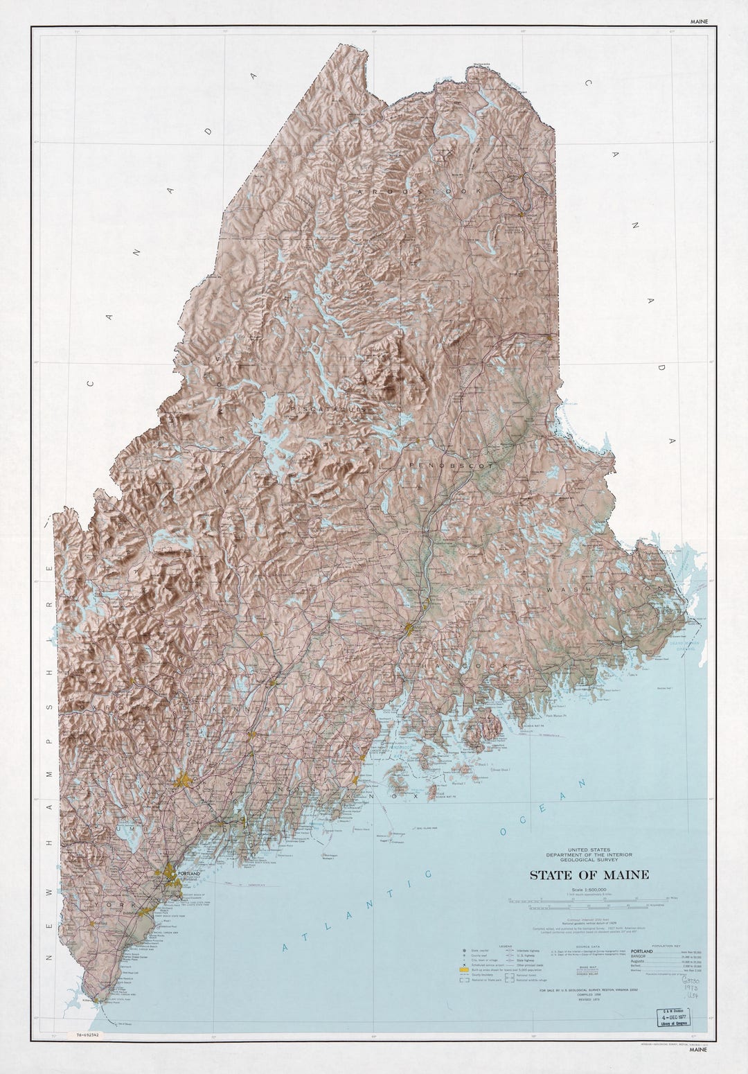 Maine State Map - 1977 - Nautical Chart Print - Etsy