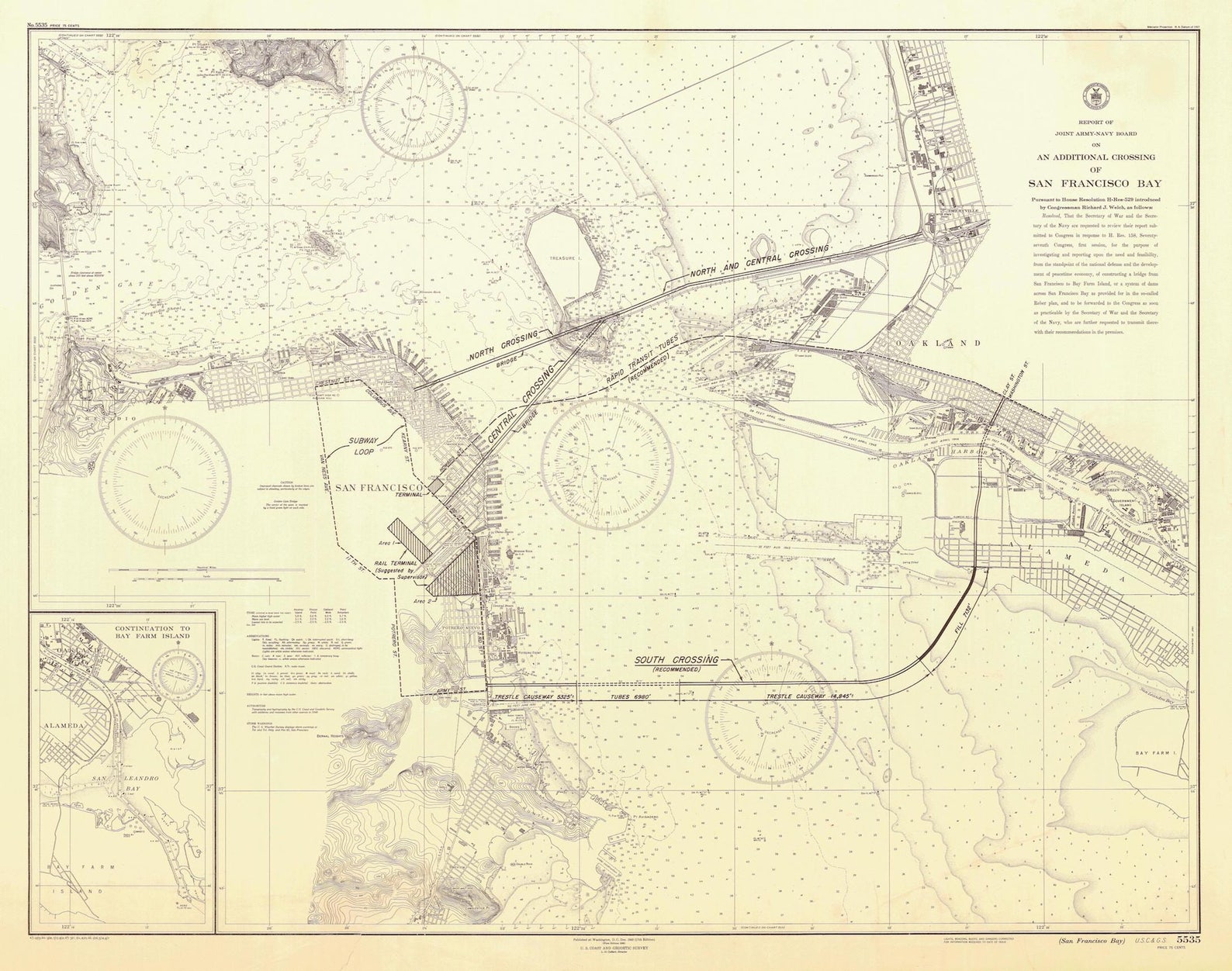 San Francisco Bay Map - Candlestick Point to Angel Island - 1946 ...