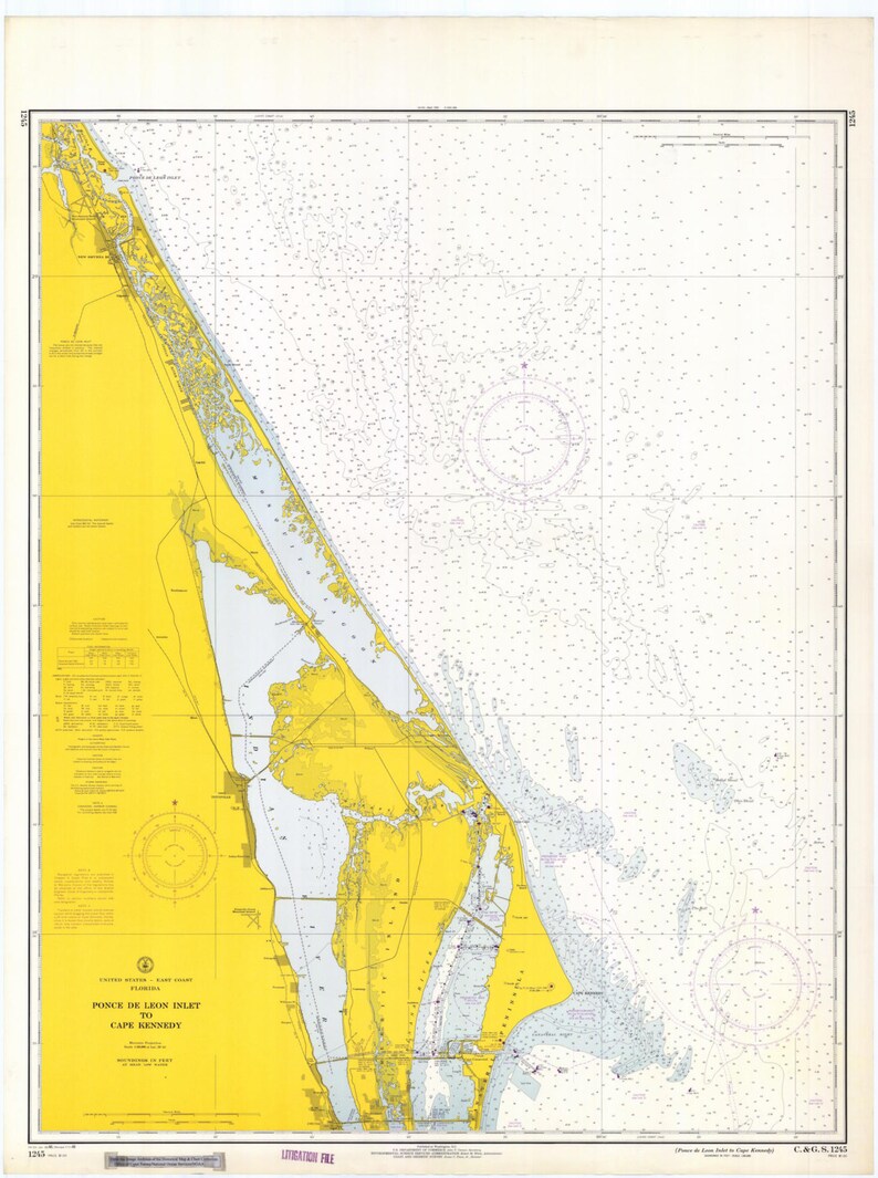 Ponce De Leon Inlet to Cape Kennedy Historical Map 1966 - Nautical ...