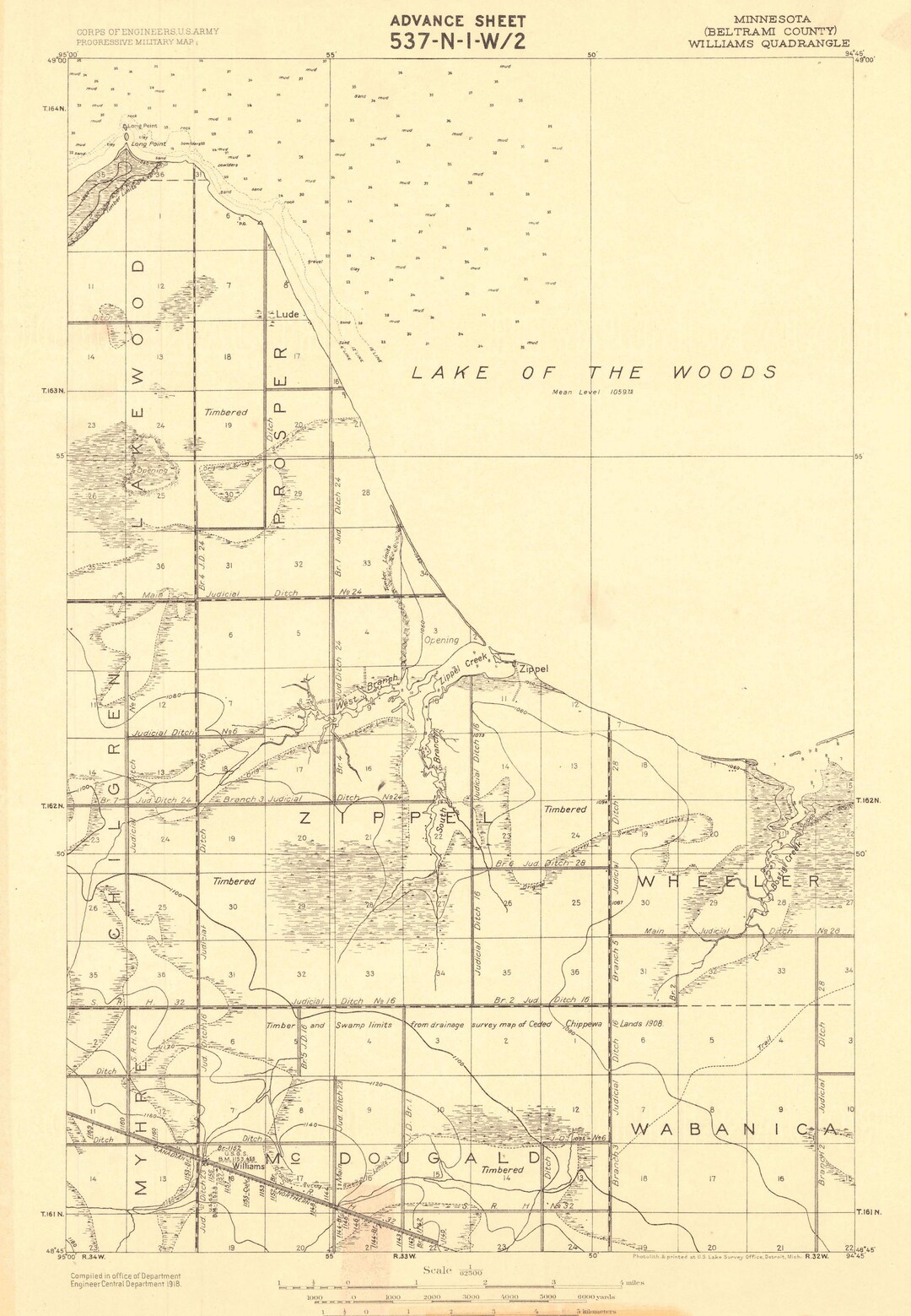 Williams Minnesota Topographic Map 1918 - Nautical Chart Print - Etsy