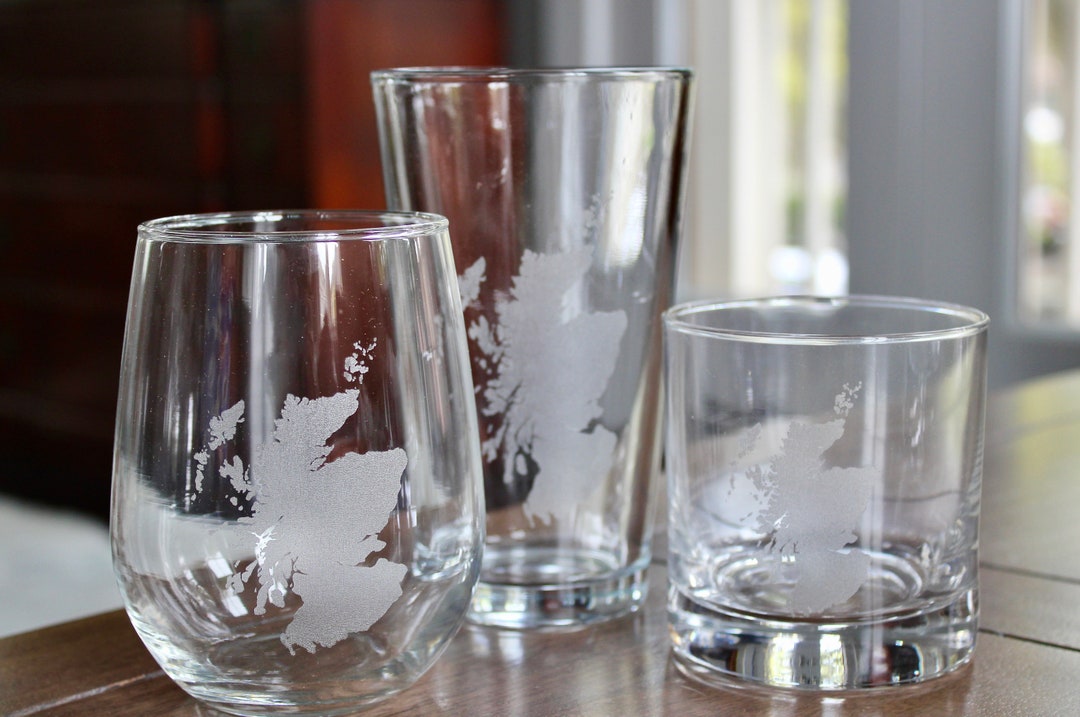 Scotland Map Glasses: Laser Engraved Wine, Rocks, and Beer Glasses - Etsy