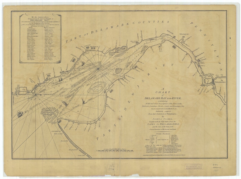 Delaware Bay & River Map 1776 Nautical Chart Print - Etsy