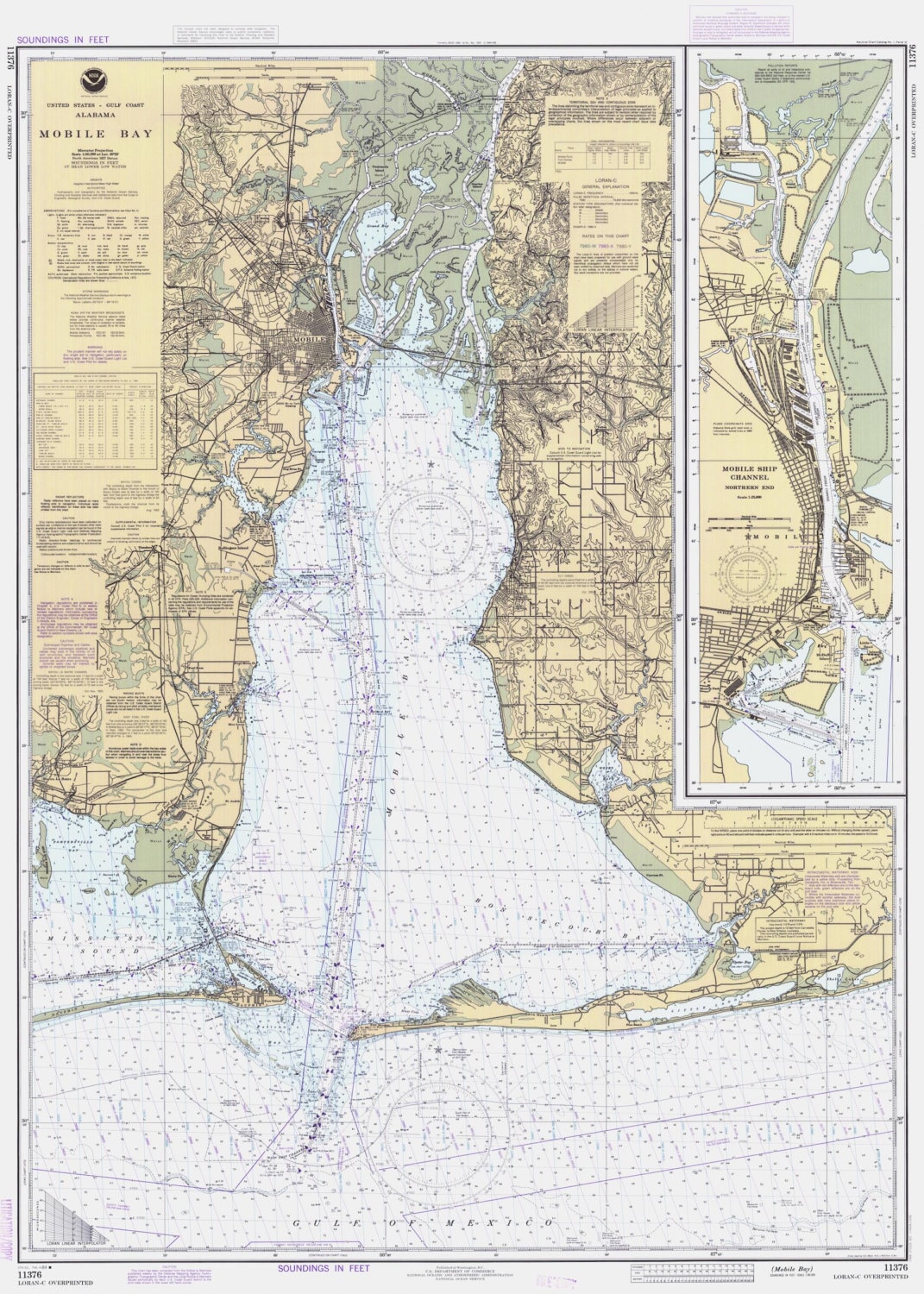 Mobile Bay Map Alabama 1984 Nautical Chart Print - Etsy