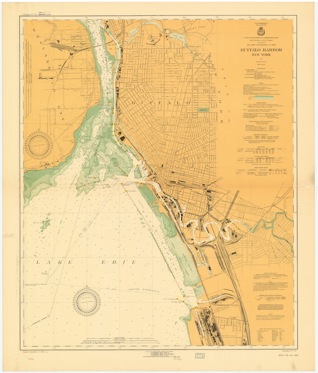 Buffalo Harbor Map 1925 - Nautical Chart Print - Etsy
