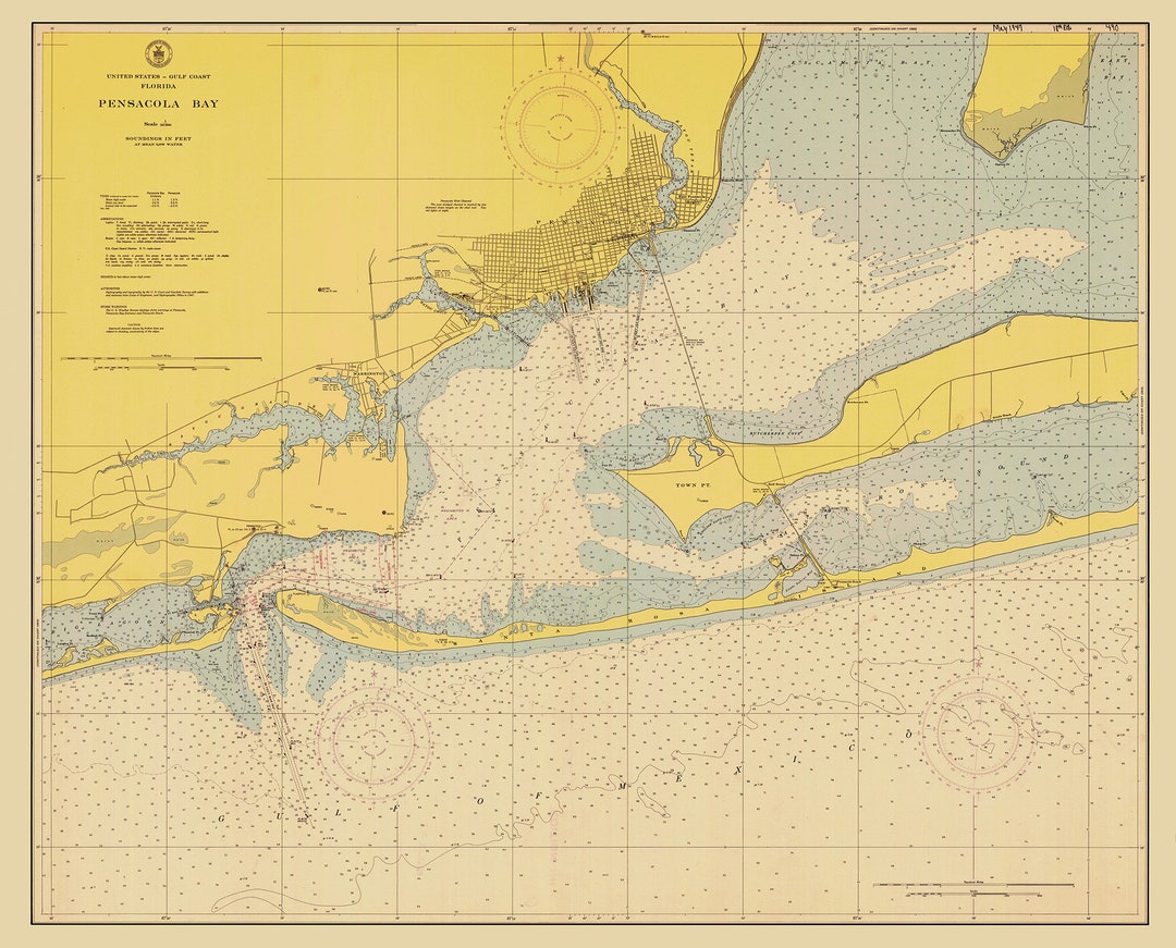 Pensacola Bay Map 1947 - Nautical Chart Print - Etsy
