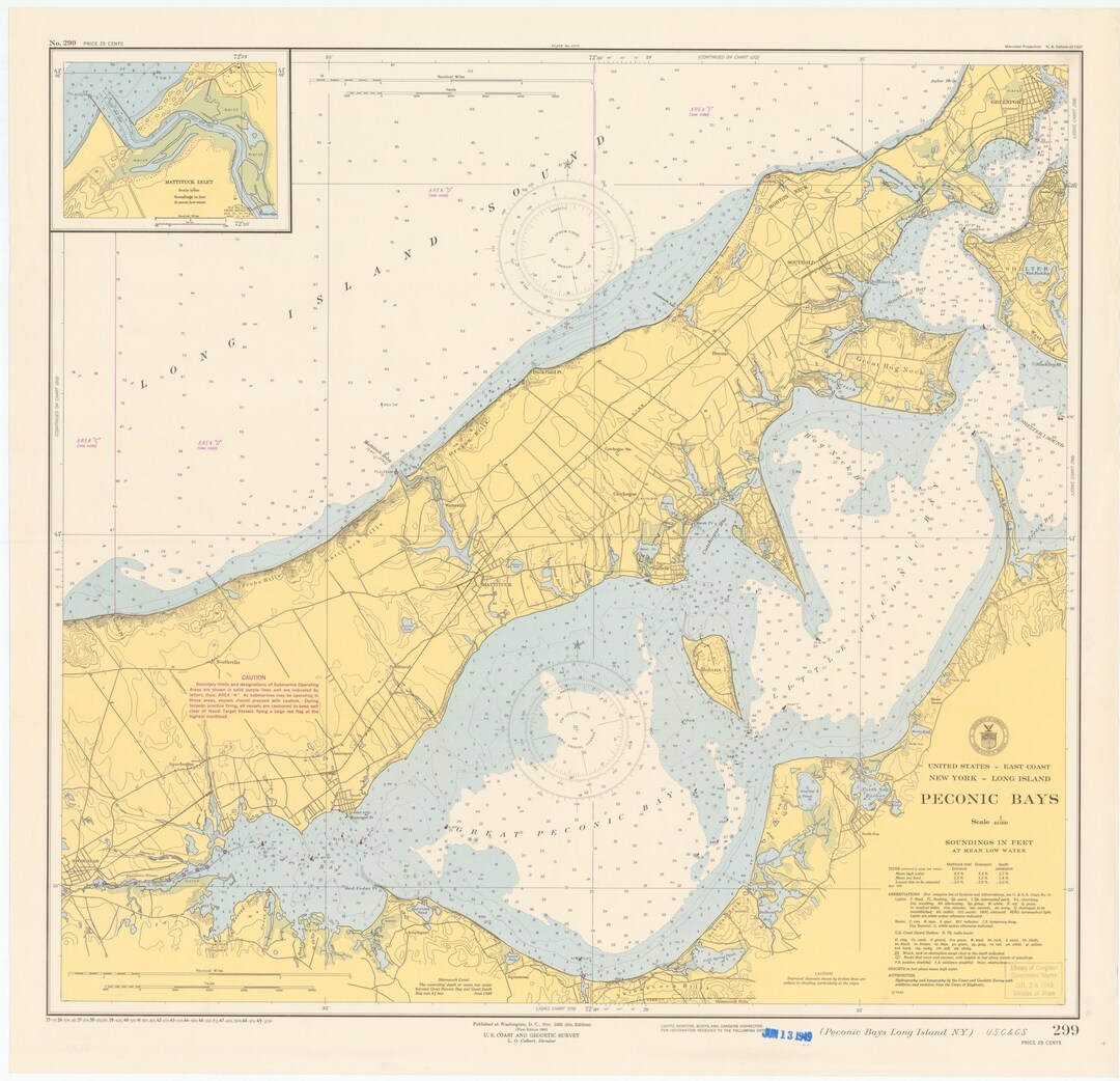 Shelter Island Sound Map – 1949 Long Island Nautical Chart Print - Etsy