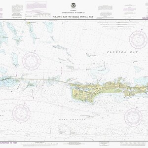 Grassy Key to Bahia Honda Key 1990 - Nautical Chart Print - Etsy