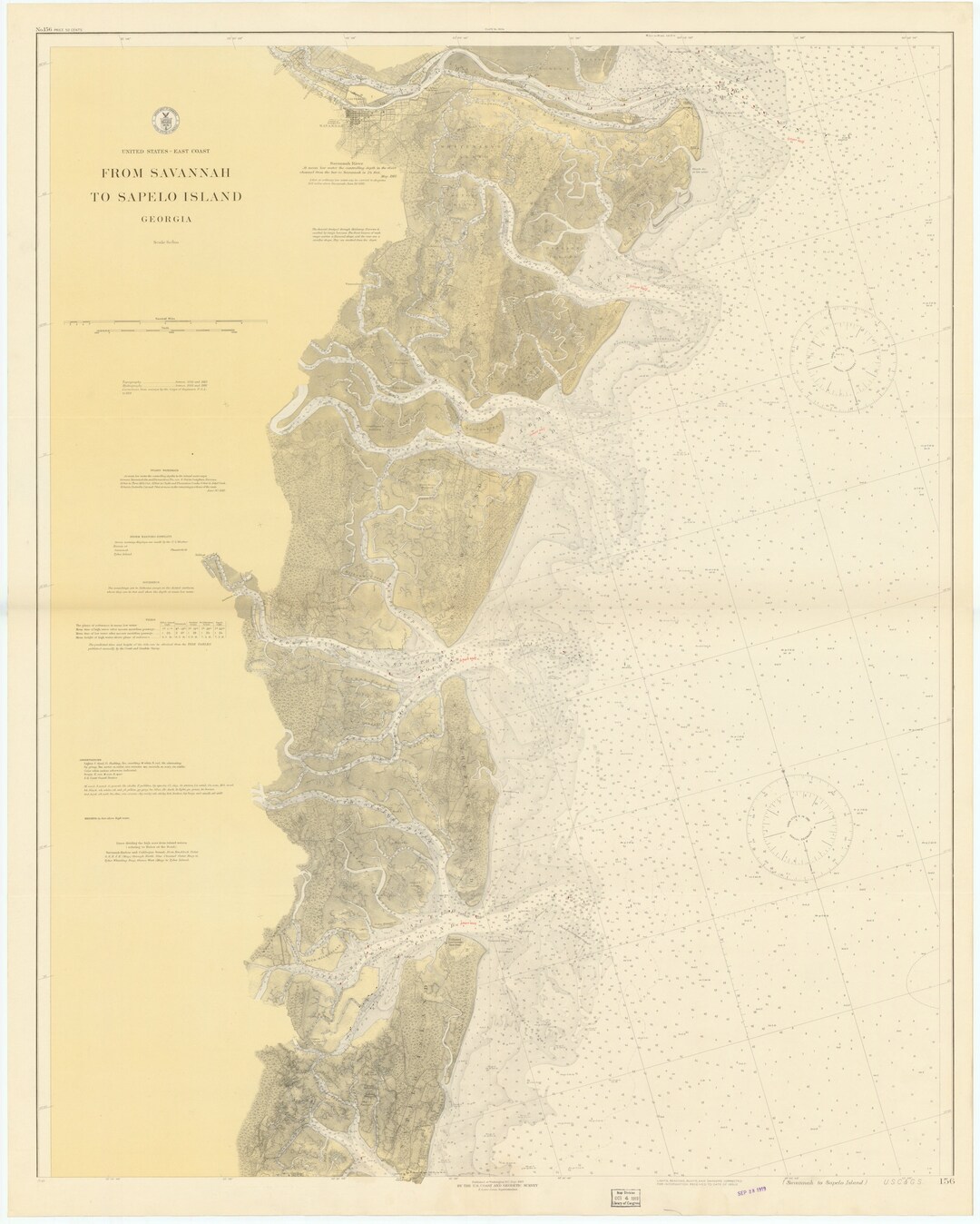 Savannah to Sapelo Island Map 1919 - Nautical Chart Print - Etsy