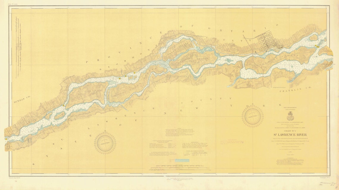 St. Lawrence River Map Chart 1 1911 Nautical Chart Print - Etsy