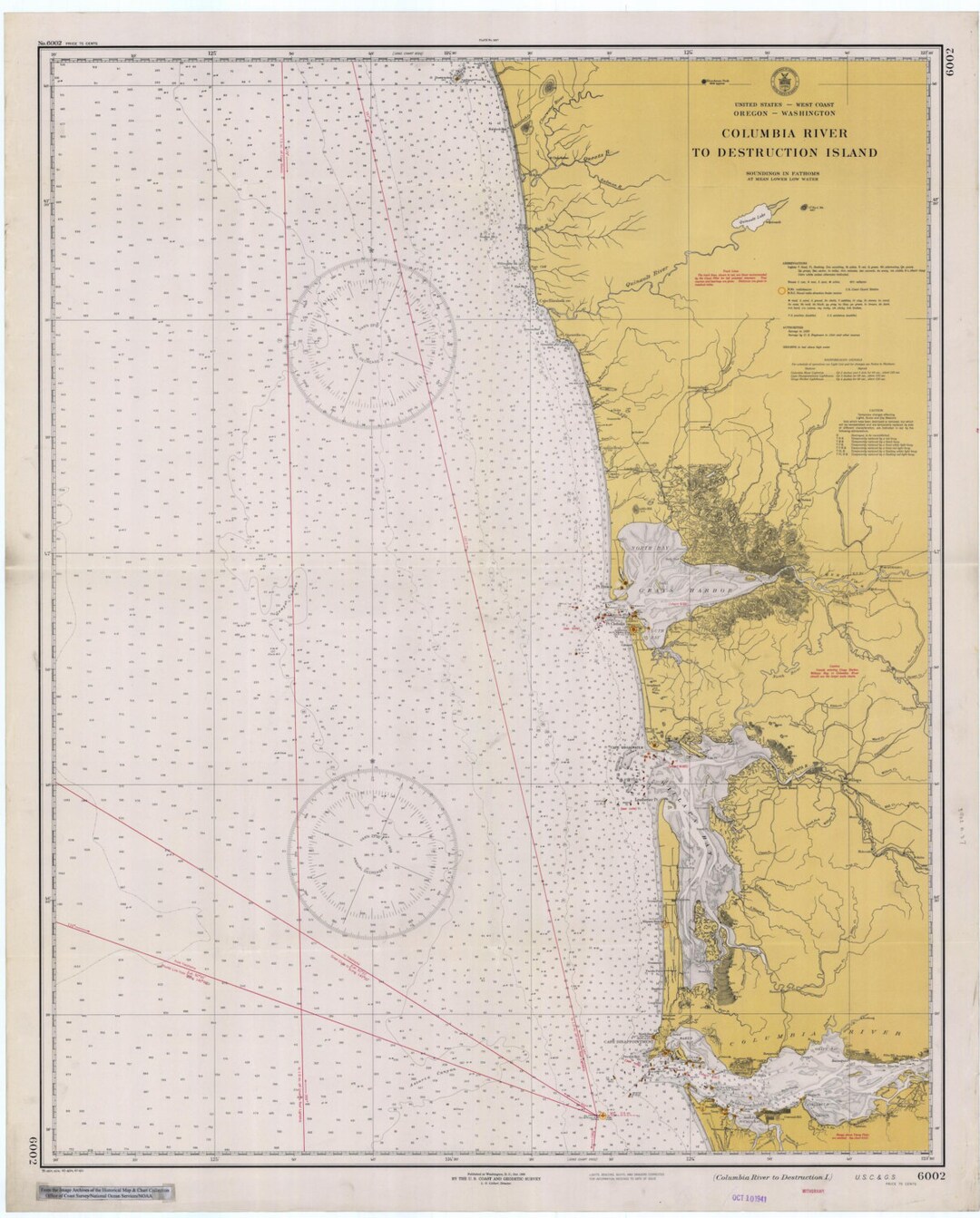 Columbia River to Destruction Island Map 1941 - Nautical Chart Print - Etsy