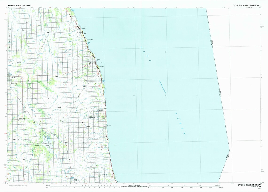Harbor Beach Topographic Map 1984 Nautical Chart Print - Etsy