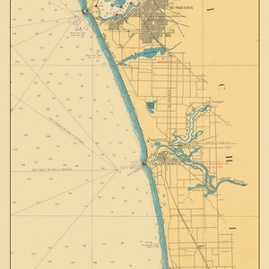 Lake Michigan Map - Muskegon to Pigeon Lake 1947 - Nautical Chart Print ...