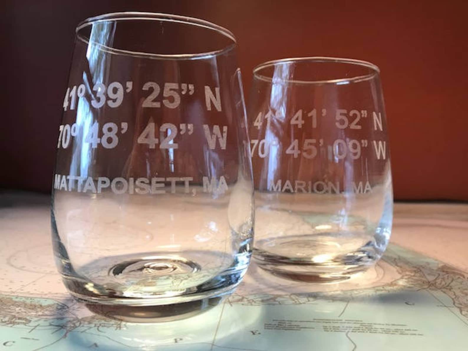 Custom GPS Coordinate Glasses | Etsy