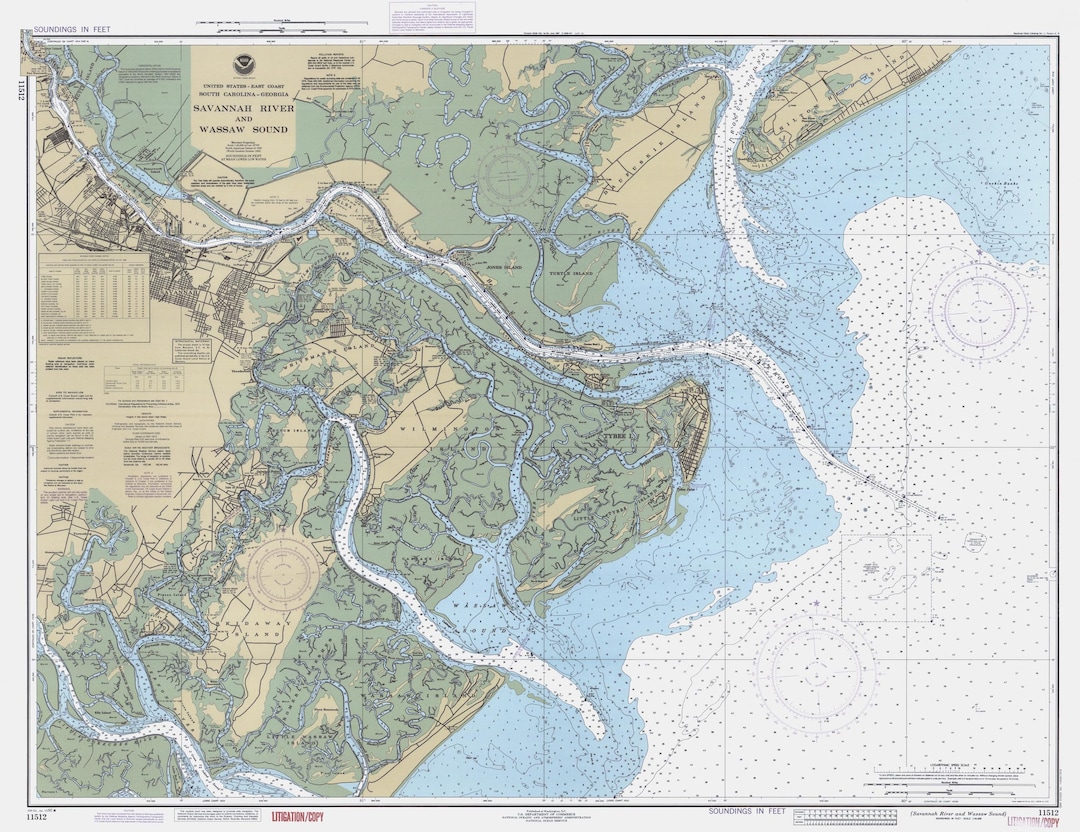 Savannah River & Wassaw Sound Map 1990 - Nautical Chart Print - Etsy