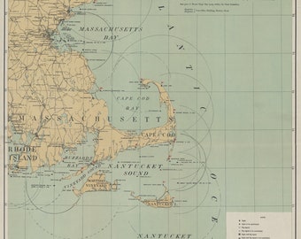 Cape Cod & Islands Map 1844 Nautical Chart Print | Etsy