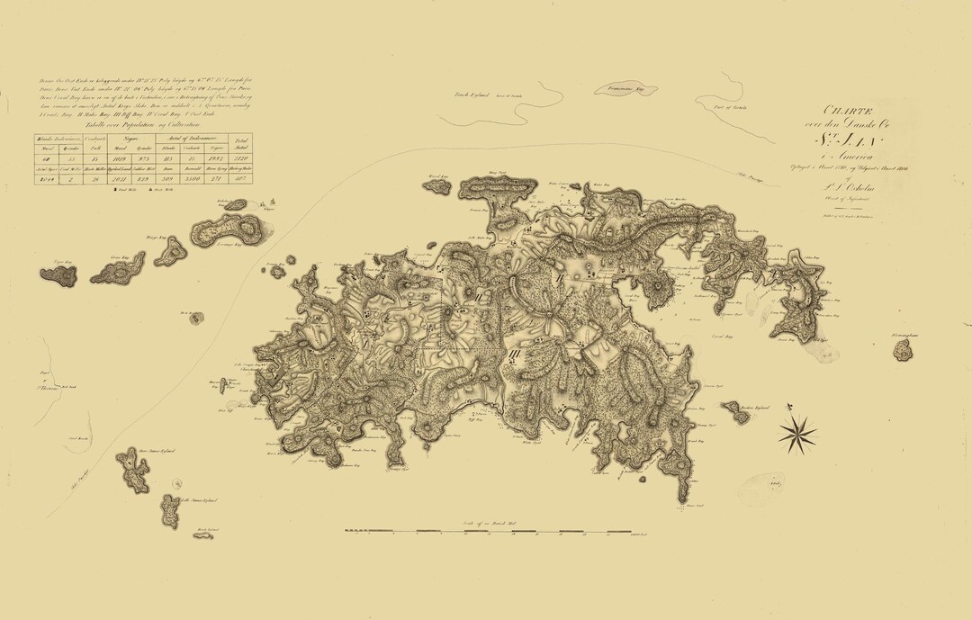St. John Map - USVI 1780 - Nautical Chart Print - Etsy