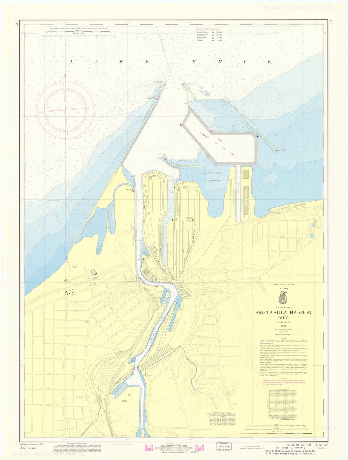 Ashtabula Harbor Map 1968 Nautical Chart Print - Etsy