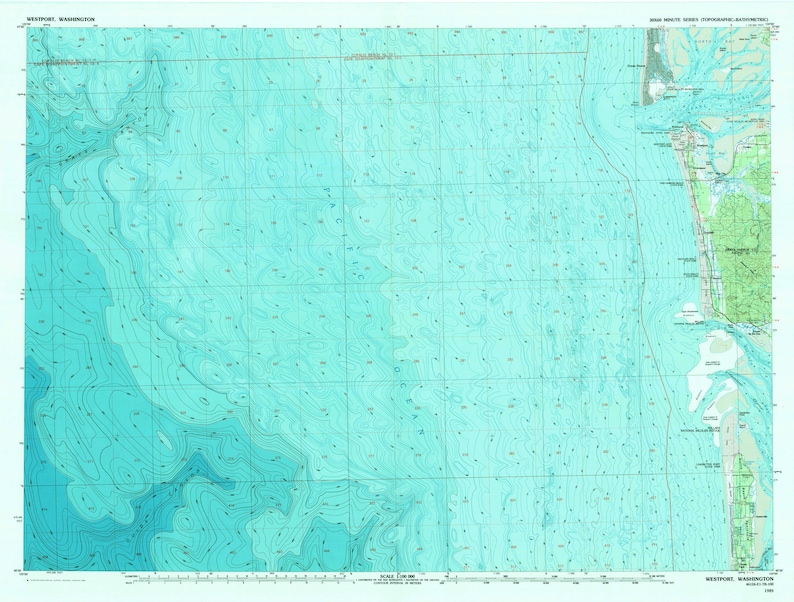 Westport Washington Topographic Map 1989 - Nautical Chart Print - Etsy