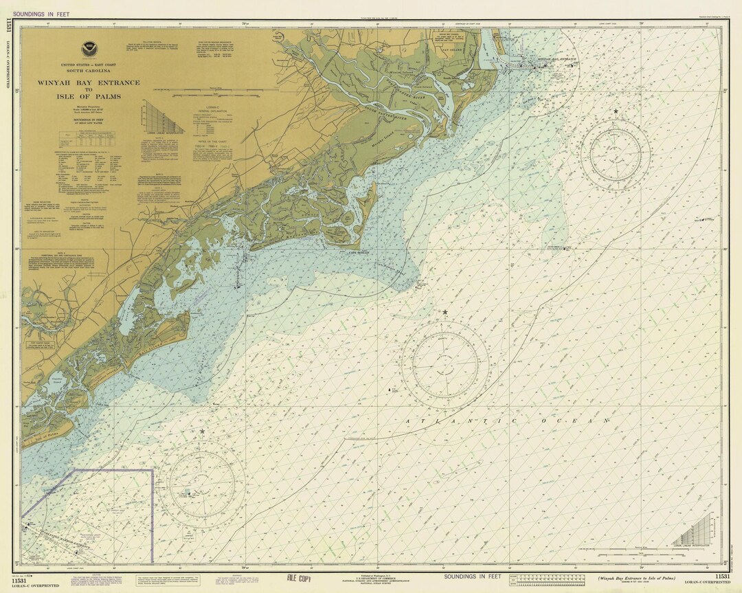 Winyah Bay Map to Isle of Palms 1982 - Nautical Chart Print - Etsy
