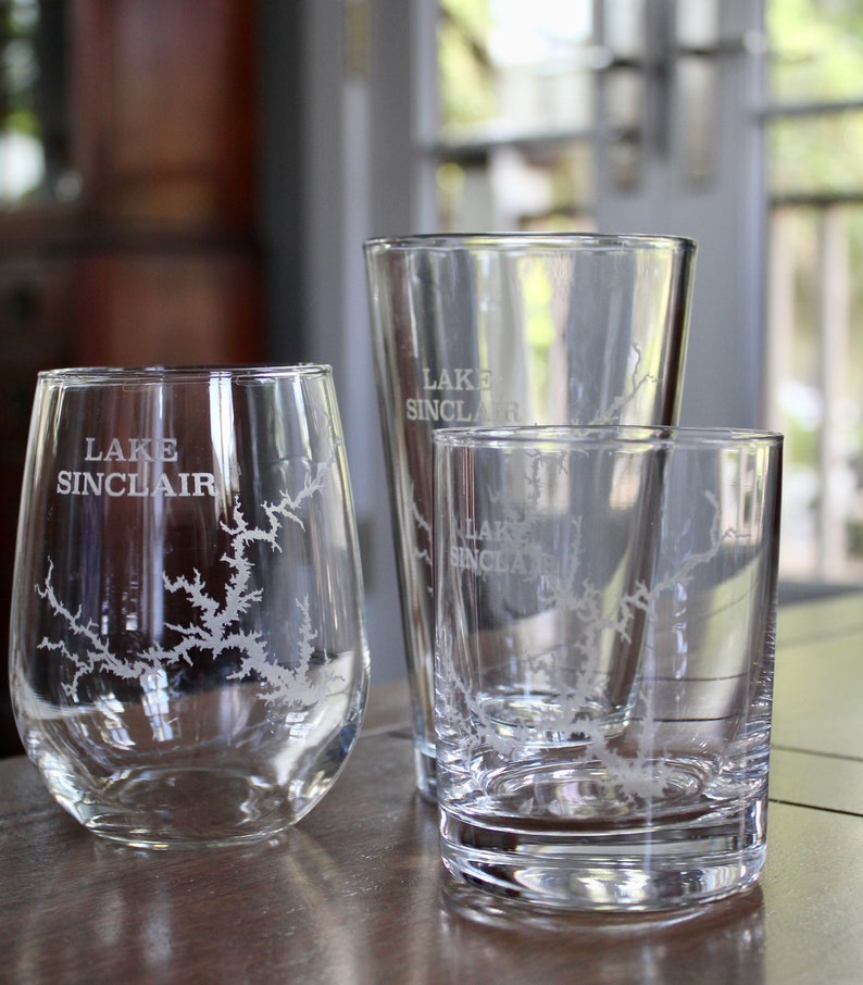 Lake Sinclair GA Map Glasses - Etsy