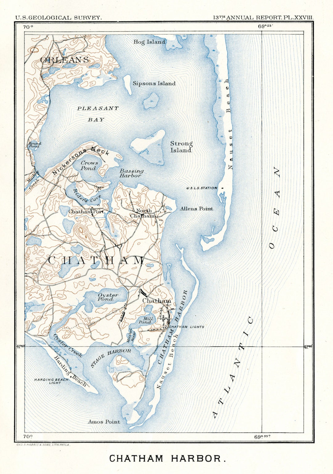 Chatham Harbor Map 1893 - Nautical Chart Print - Etsy