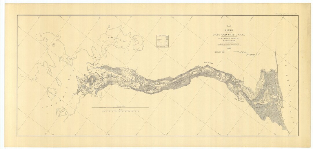 Cape Cod Canal Map 1884 - Nautical Chart Print - Etsy
