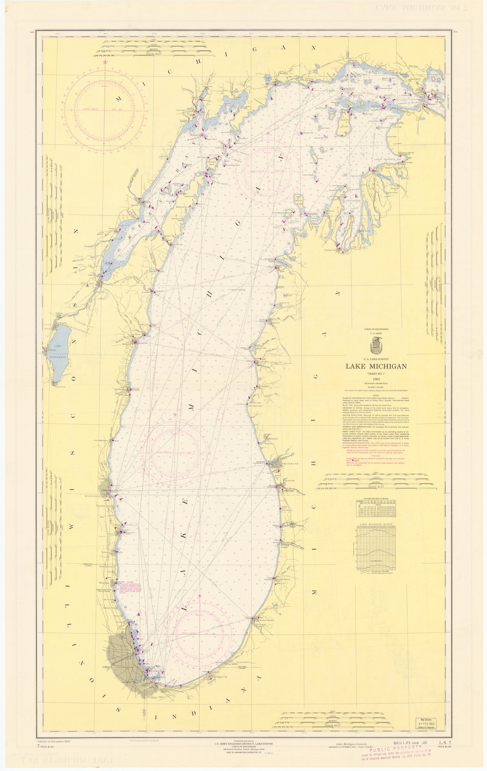 Lake Michigan Map 1964 Nautical Chart Print - Etsy