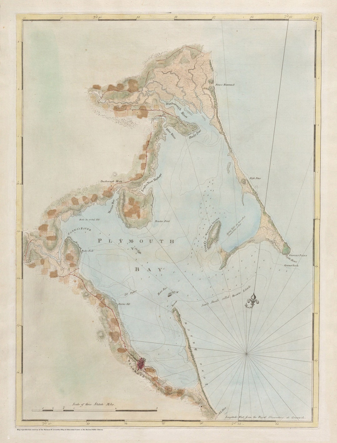 Duxbury & Plymouth Harbors Map - Nautical Chart Print - Etsy